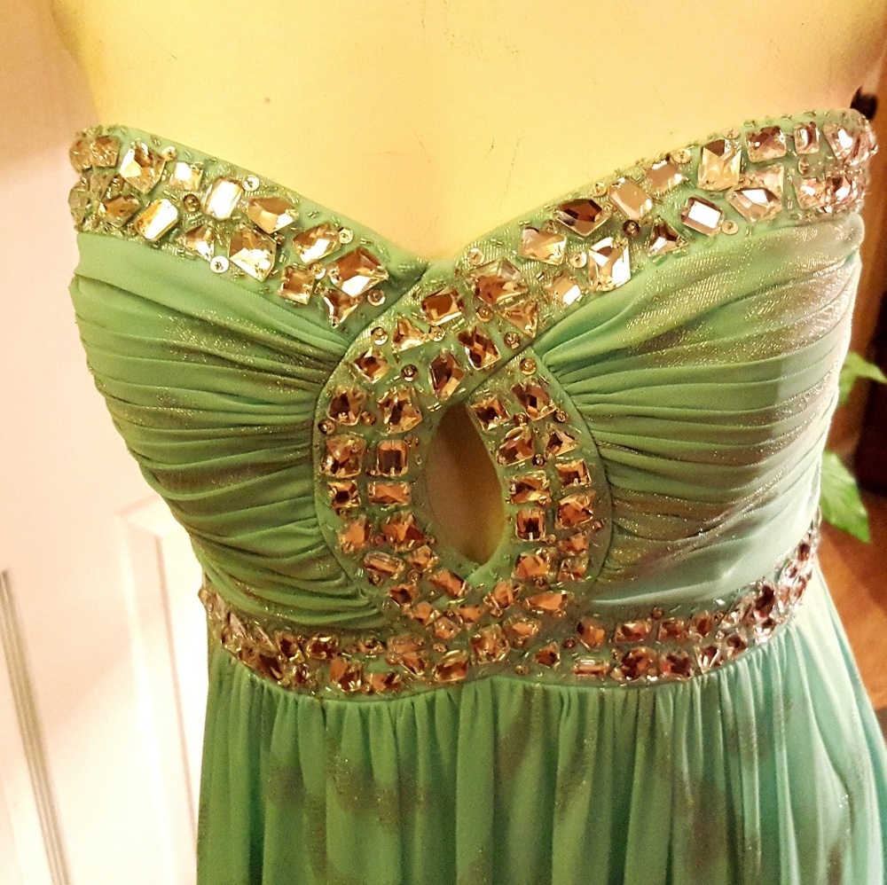 Strapless Prom Dress Morgan And Co Crystal - Gem